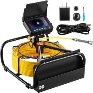 vevor sewer camera, 66ft/20m 4.3" pipe drain inspection camera with dvr function & snake cable, waterproof ip68 borescope w/led lights, industrial endoscope for home wall duct drain pipe plumbing