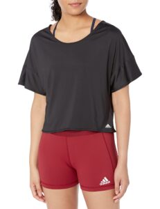 adidas women's studio backless tee, black/white, medium