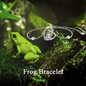 POPKIMI Sterling Silver Frog Link Bracelet for Women Girls (Frog)