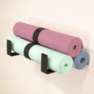 storeyourboard yoga mat storage rack, x-large, foam roller wall hooks, 3 exercise mats, fitness gear organizer