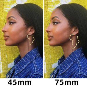 Large Exaggerate African Map Earrings for Women, Traditional Hyperbole Gold African Map Hollow Out Hoop Earrings Africa Jewelry Statement Earrings…