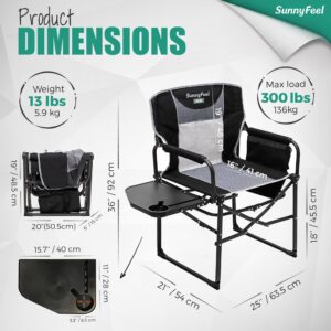 SUNNYFEEL Camping Directors Chair, Heavy Duty,Oversized Portable Folding Chair with Side Table, Pocket for Beach, Fishing,Trip,Picnic,Lawn,Concert Outdoor Foldable Camp Chairs