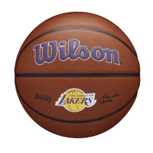 wilson nba los angeles lakers size 7 basketball - purefeel cover, 29.5"