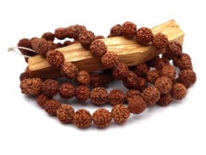 rudraksha mala beads necklace with 108 prayer beads for japa, meditation, and to increase calmness