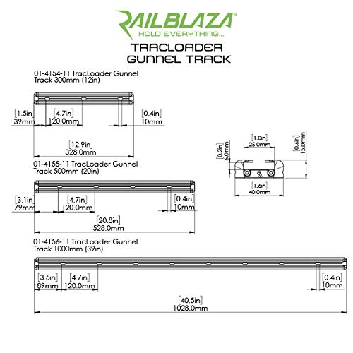 RAILBLAZA Aluminum Boat Gunnel Track Rail System (20 in), Compatible with Crestliner, Lund, Lowe, G3 and More