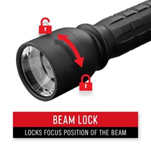 Coast XP18R 3650 Lumen USB-C Rechargeable-Dual Power LED Flashlight with Pure Beam Slide Focus and Top Grade Aluminum Build,Black, 30323