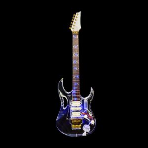 led light electric guitar crystal guitar body maple rosewood vine inlay blue color