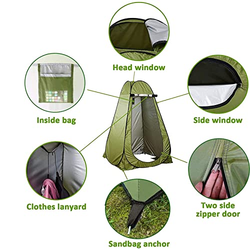 Camping Shower Tent Privacy Tent - Pop Up Changing Toilet Portable Sun Shelters Dressing Room Instant Outdoor for Camping Hiking Beach Picnic Fishing with Carrying Bag Privacy Tent & Shower Bag