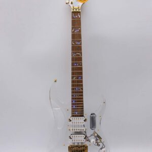 LED Light Electric guitar Crystal Guitar Body Maple Rosewood Vine Inlay Blue Color