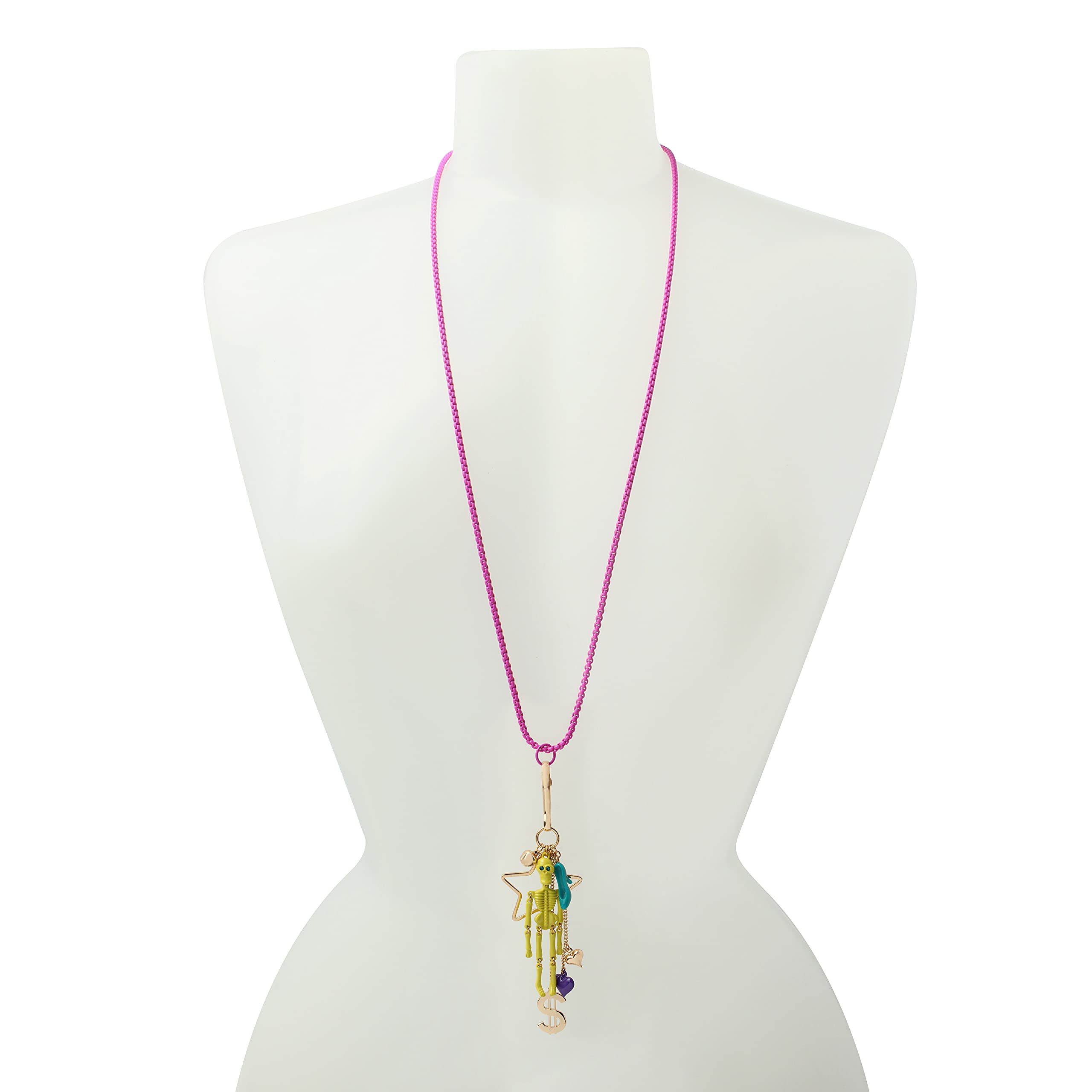 Betsey Johnson Skeleton Mixed Charm Pendant Long Necklace