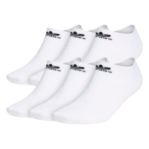 adidas originals big & tall trefoil no show socks (6-pair), white, x-large