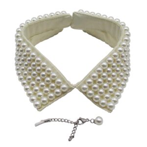 trimscraft collar necklace simulated pearl detachable false collar choker clothing accessory for women (off-white)