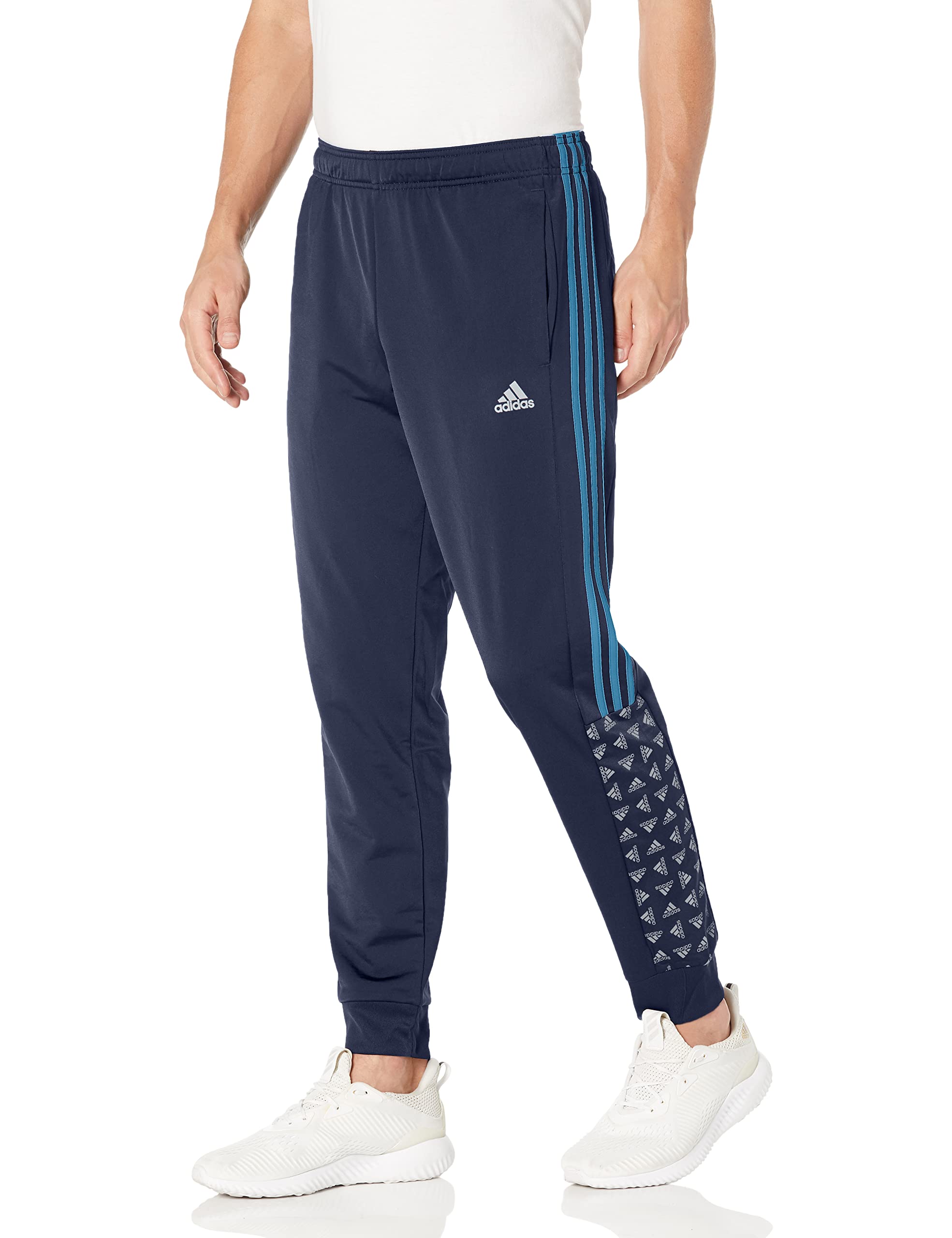 adidas Men's Warm-Up Tricot Regular Badge of Sport Track Pants, Legend Ink, Large