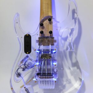 LED Light Electric guitar Crystal Guitar Body Maple Rosewood Vine Inlay Blue Color