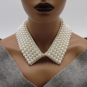 Trimscraft Collar Necklace Simulated Pearl Detachable False Collar Choker Clothing Accessory for Women (Off-white)