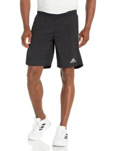 adidas men's own the run cooler shorts, grey four/blue rush, small