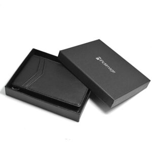 iPick Image, Compatible with - Ford Mustang Black PU Leather Slim RFID Resistant Bi-fold Men Wallet