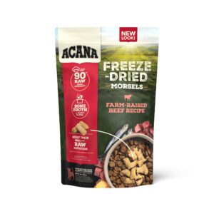 acana freeze dried dog food meal & topper, grain free high protein farm-raised beef recipe, 8oz