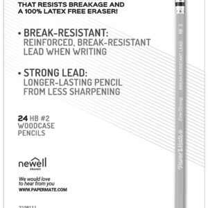 Paper Mate EverStrong #2 Pencils, Reinforced, Break-Resistant Lead When Writing, 6 Packs of 24 (144 Count)