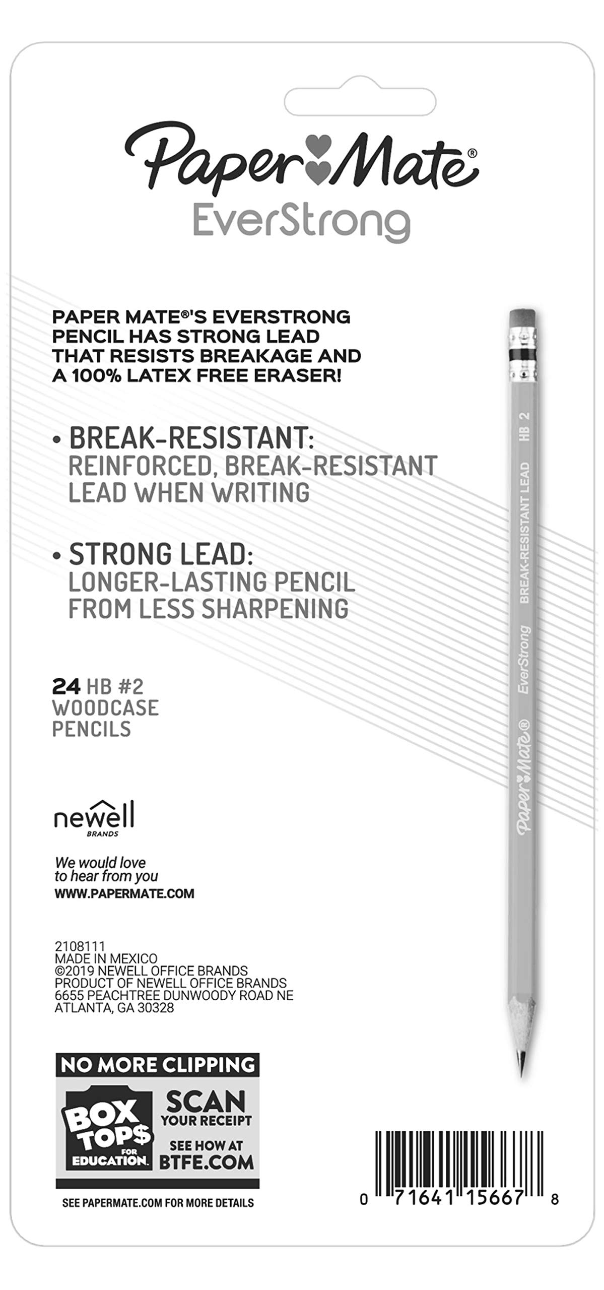 Paper Mate EverStrong #2 Pencils, Reinforced, Break-Resistant Lead When Writing, 6 Packs of 24 (144 Count)