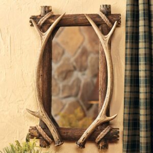 black forest décor antler & wood mirror