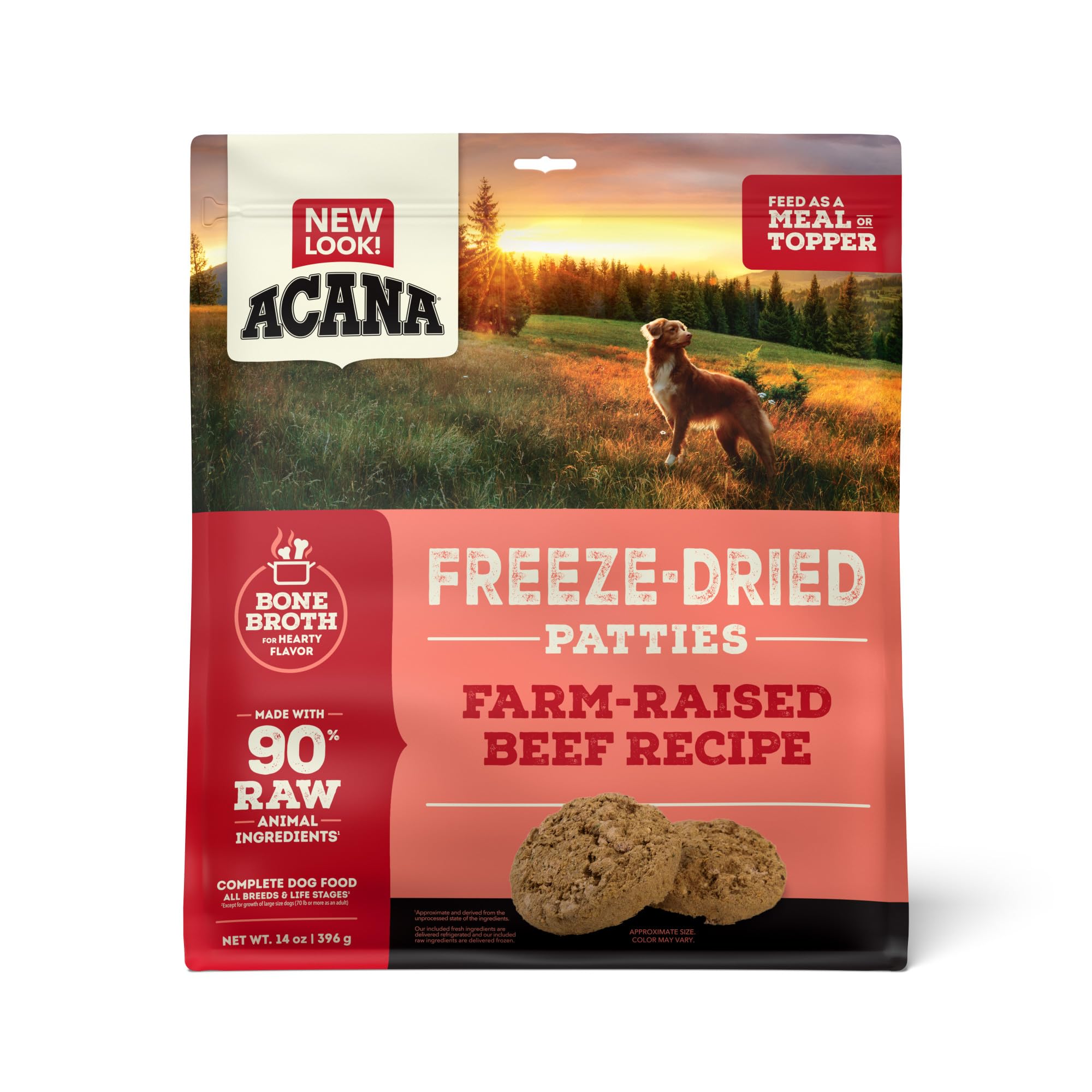 ACANA Freeze Dried Dog Food Meal & Topper, Grain Free High Protein Farm-Raised Beef Recipe, 14oz