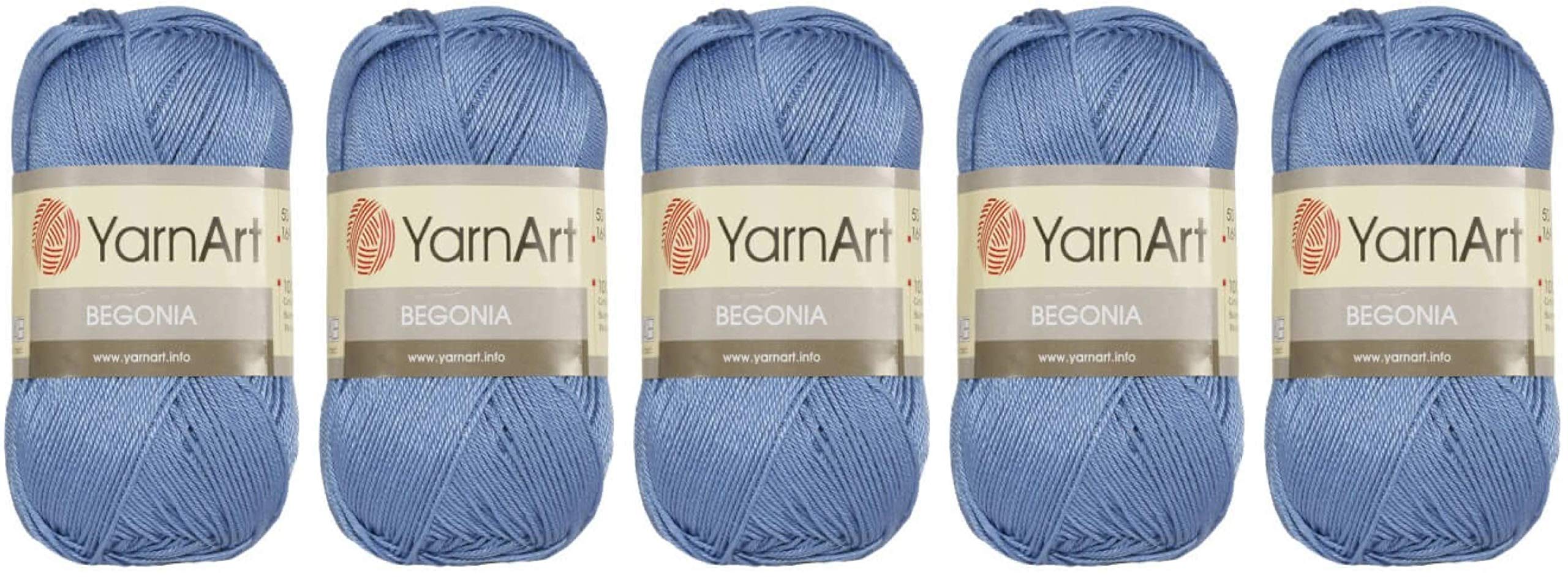 Yarn Art Begonia 100% Mercerized Cotton, Lot of 5 Skein (Pack),Total 8.8 Oz. Each 1.76 Oz (50g) / 185 Yrds (169m), Fine Sport:2 (5351)