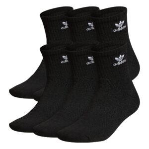 adidas originals trefoil quarter socks (6-pair), black, medium