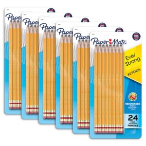 paper mate everstrong #2 pencils, reinforced, break-resistant lead when writing, 6 packs of 24 (144 count)