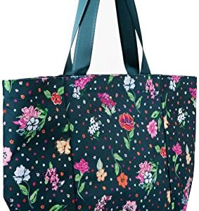 Vera Bradley Women's Recycled Lighten Up Reactive Drawstring Family Tote Bag, Hope Blooms Teal, One Size