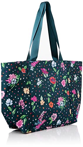 Vera Bradley Women's Recycled Lighten Up Reactive Drawstring Family Tote Bag, Hope Blooms Teal, One Size