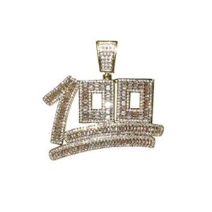 100 PERCENT EMOJI Money Custom Pendant Iced Out Diamond cz Necklace Men Women 925 Italy Gold Finish Iced Silver Charm Ice Out Pendant Stainless Steel Real 3 mm Rope Chain, Rope Necklace (20)