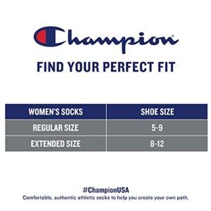 Champion Women's P6 Logo Ankle, Gray/Black/White, 9-11