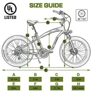 ECOTRIC Electric Bike 26" Fat Tire 750W Electric Bicycles 48V 13AH Removable Large Battery Beach Snow Mountain E-Bike for Adults UL Certified with Dual Shock Absorber & 7-Speed