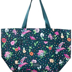 Vera Bradley Women's Recycled Lighten Up Reactive Drawstring Family Tote Bag, Hope Blooms Teal, One Size