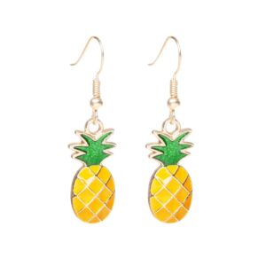 funny pineapple fruit dangle earrings for women cute pineapple statement love trendy earrings jewelry (1 pair)