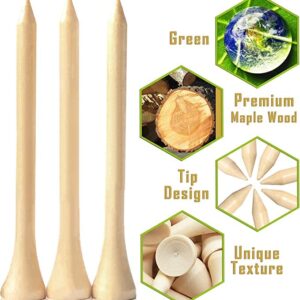 Dsenfurn 250 Pack Professional Bamboo Golf Tees 2-3/4 Inch - Stronger Than Wooden Golf Tees Biodegradable & Less Friction (Nature, 2-3/4")