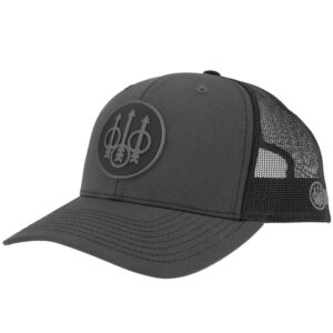 beretta men's mesh back js trucker hat, charcoal and black, one size fits all