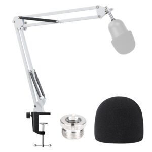 youshares razer seiren mini boom arm with pop filter - mic stand with foam cover windscreen compatible with razer seiren mini streaming microphone(white)