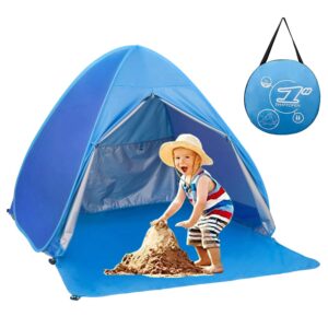 pop up beach tent shade sun shelter upf 50+ canopy cabana 2-3 person for adults baby kids outdoor activities camping fishing hiking picnic touring (blue)