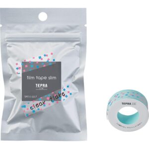 king jim tepra lite film tape slim clear series, thermal synthetic paper, width 0.43" length 13.1 from (clear flake)