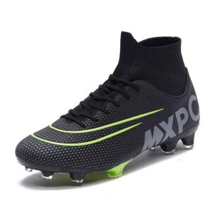 gty men's soccer boots football cleats firm hightop shoes for training athletic black, 10