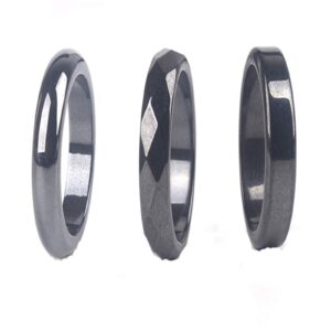 3pcs black hematite stone ring absorb negative energy anxiety balance chakra ring for women men lover friend friendship unisex jewelry gift-e 10