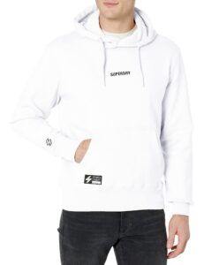 superdry men's code micro logo hood, optic, xlarge