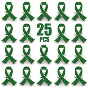 25 pcs green ribbon pin mental health awareness brooch