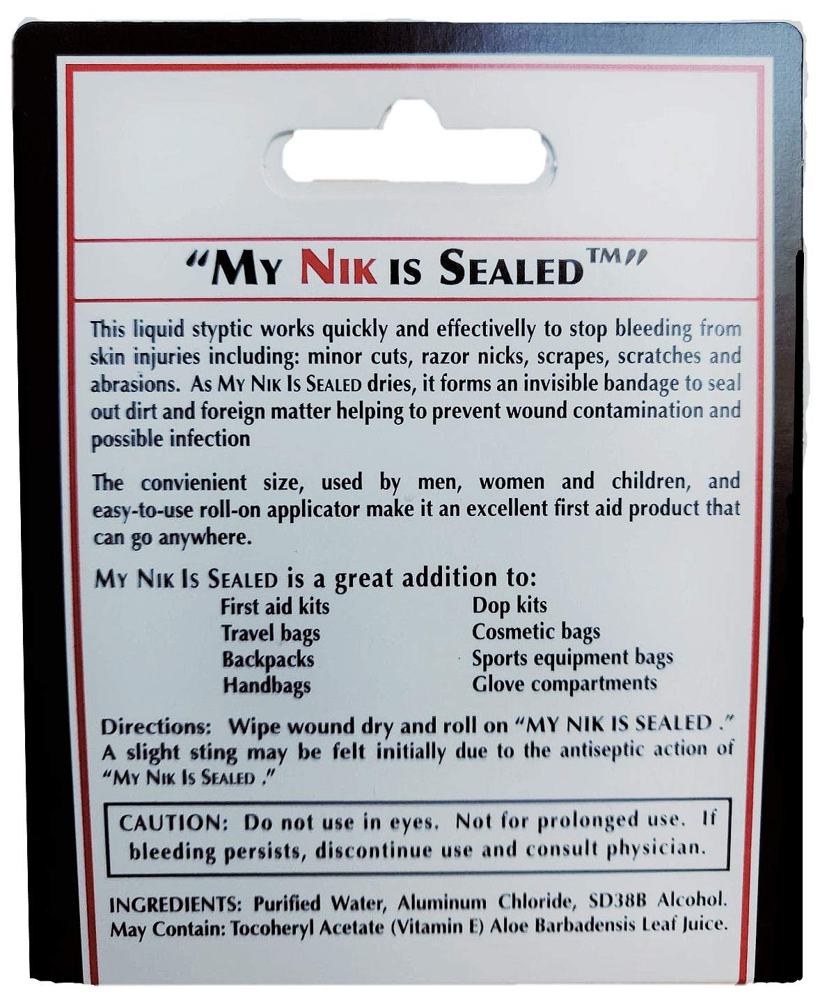 My Nik is Sealed COSMETICALLY SEALED My Nik Is Sealed Roll-On Liquid Styptic | 12ml Value Size | First Aid in a Tube | Made in USA