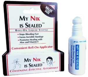 my nik is sealed cosmetically sealed my nik is sealed roll-on liquid styptic | 12ml value size | first aid in a tube | made in usa