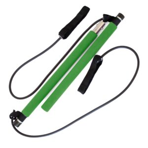 vibelle pilates bar kit yoga pilates stick portable yoga exercise pilates stick with foot loop & resistance rope yoga exercise stick kit-ideal for core strength fitness(green)