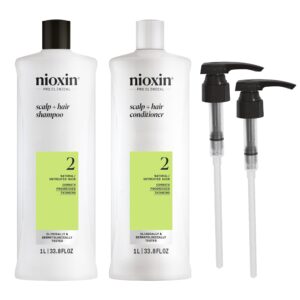 nioxin system 2 shampoo & conditioner prepack, natural treated hair with progressed thinning, pumps included, 33.8 fl oz (packaging may vary)