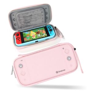 smatree hard shell carry case for nintendo switch with 10 game cartridges, protective storage case for travel（pink）